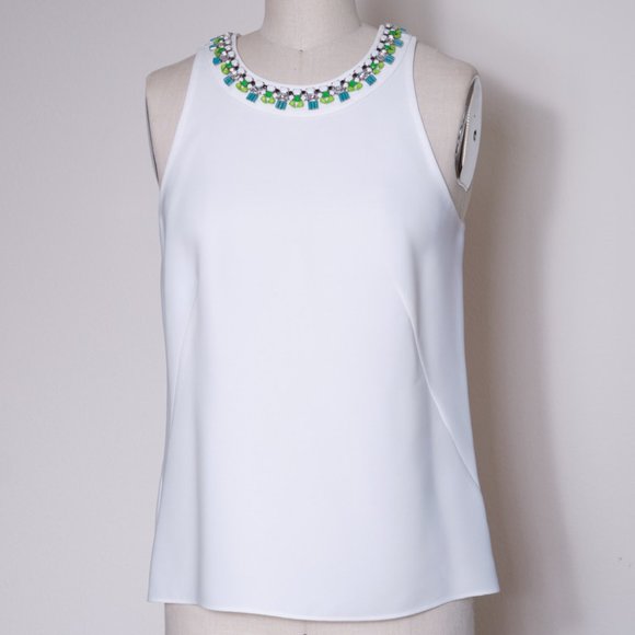 Ann Taylor | Tops | Ann Taylor Jeweled Collared Sleeveless Blouse ...